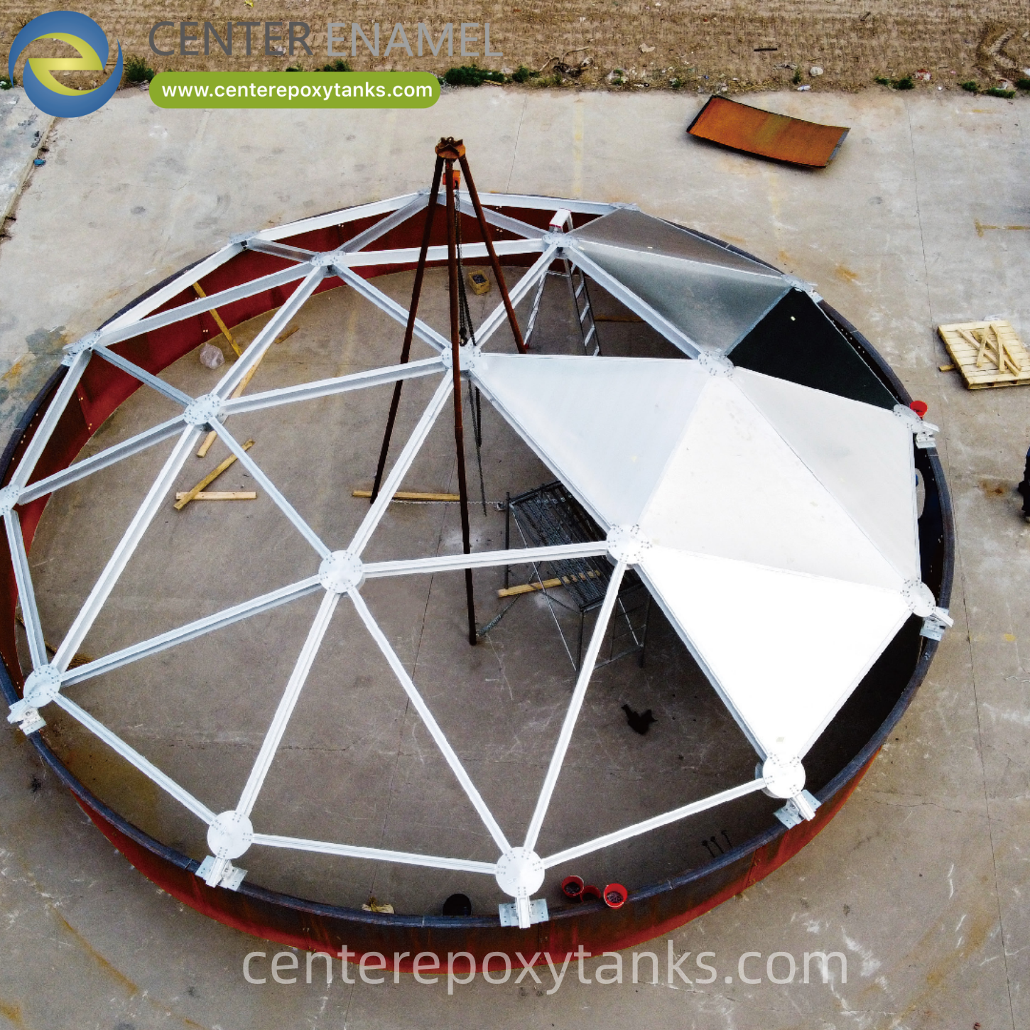 Aluminum Geodesic Dome Roof for Welded Stainless Steel Light Fuel Oil ...